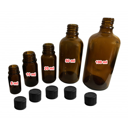 Set di 40 flaconi in vetro (10 ml) con tappo a vite nero - Wood, Tools ...