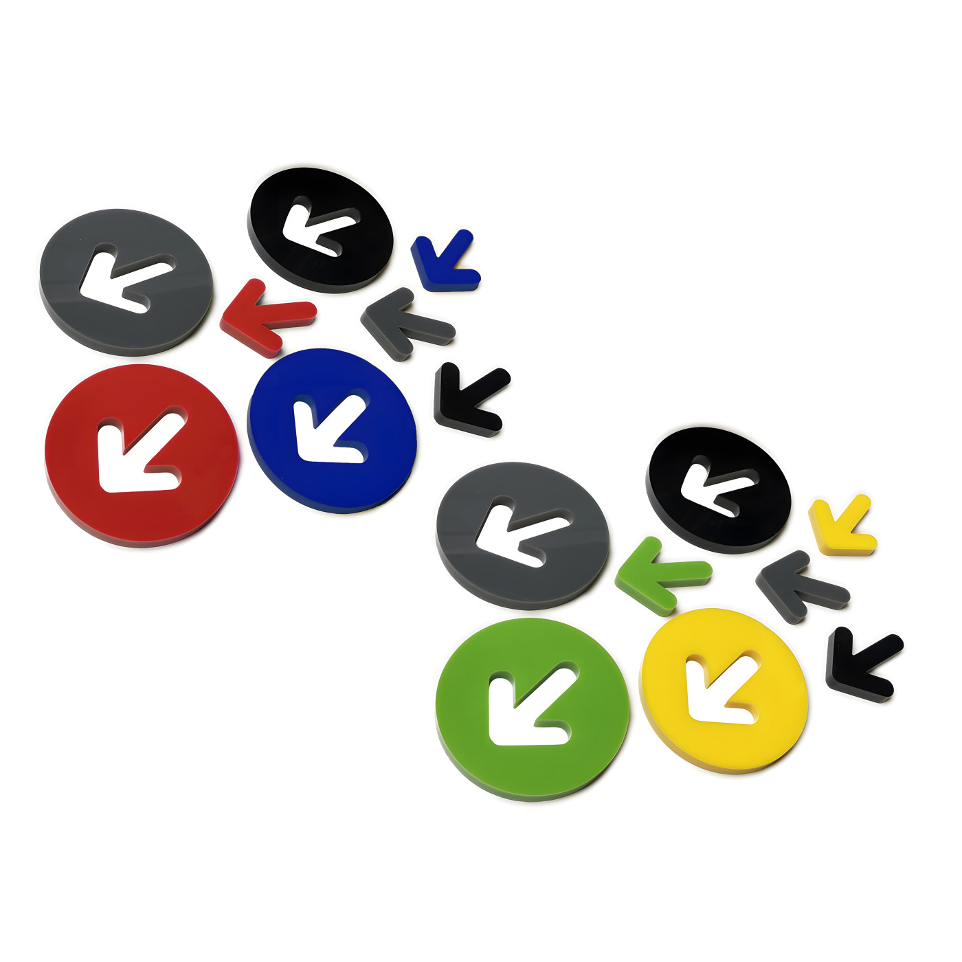 Set of 5 plastic arrows (8 mm thickness, red, pmma, self adhesive ...