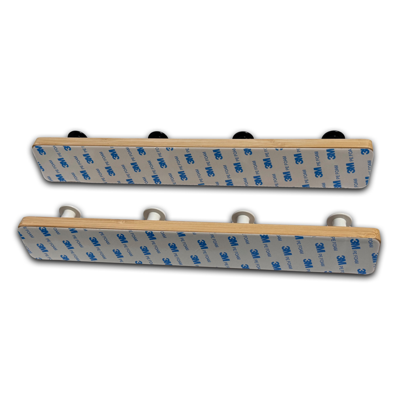 Self-adhesive bamboo clothes hanger – 4 hooks (black) - Wood, Tools & Deco