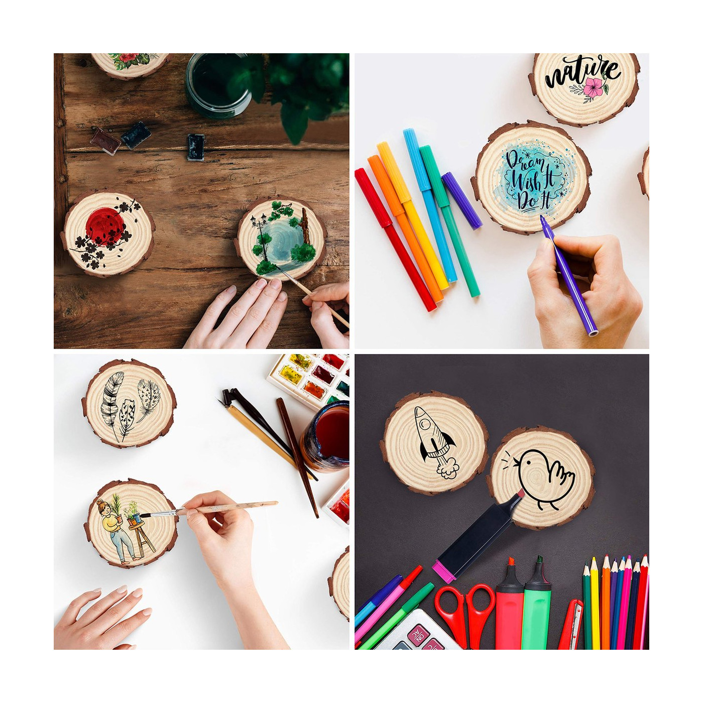 Wooden tree disc with bark (14-16 cm diameter, 1.5 cm thickness) - Wood ...