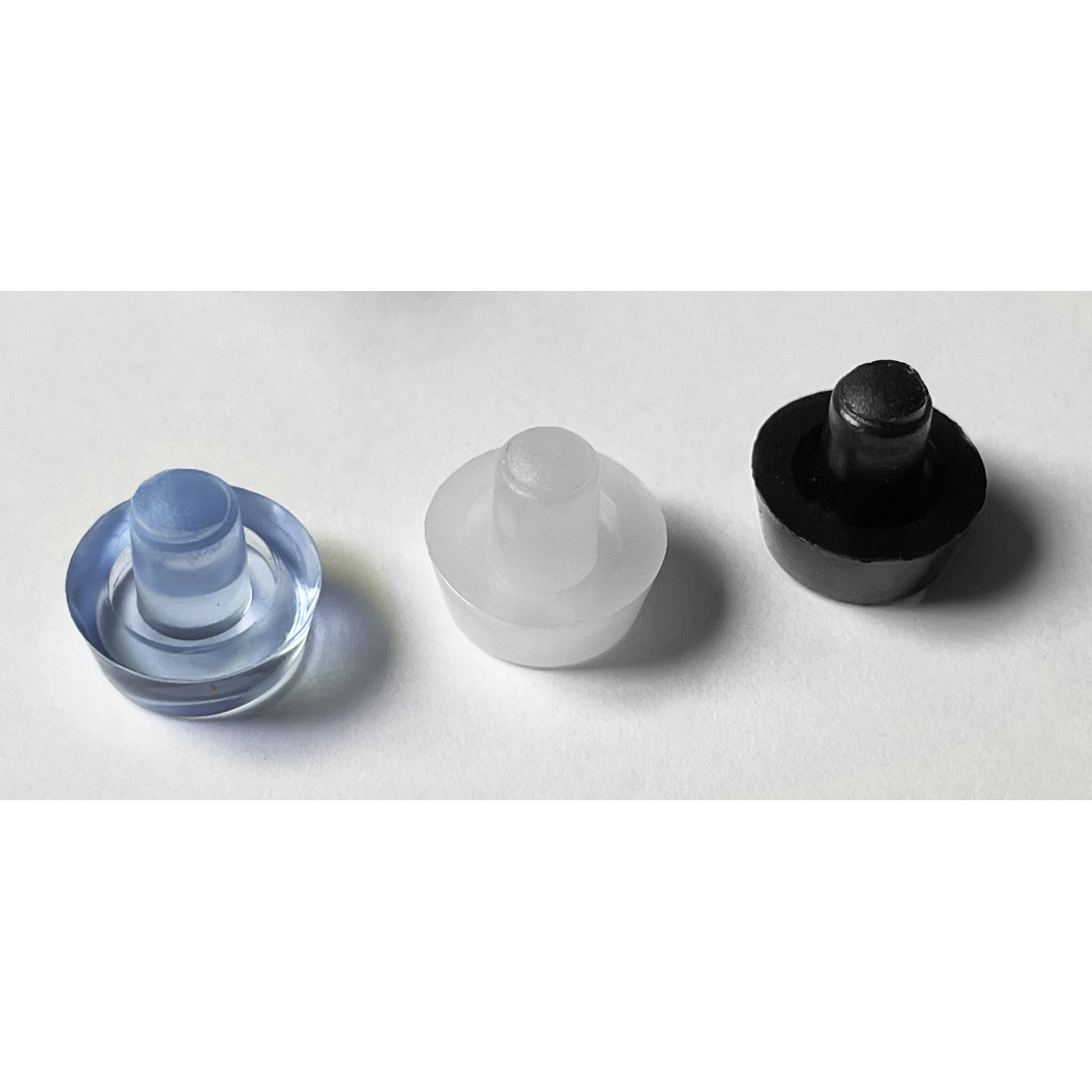 Set of 50 PVC plugs, buffers, bumpers (round, 6.3 mm, transparent ...