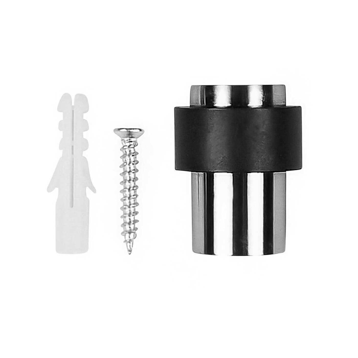 Metal door stopper with rubber ring, silver (3 cm diameter, 4 cm height ...
