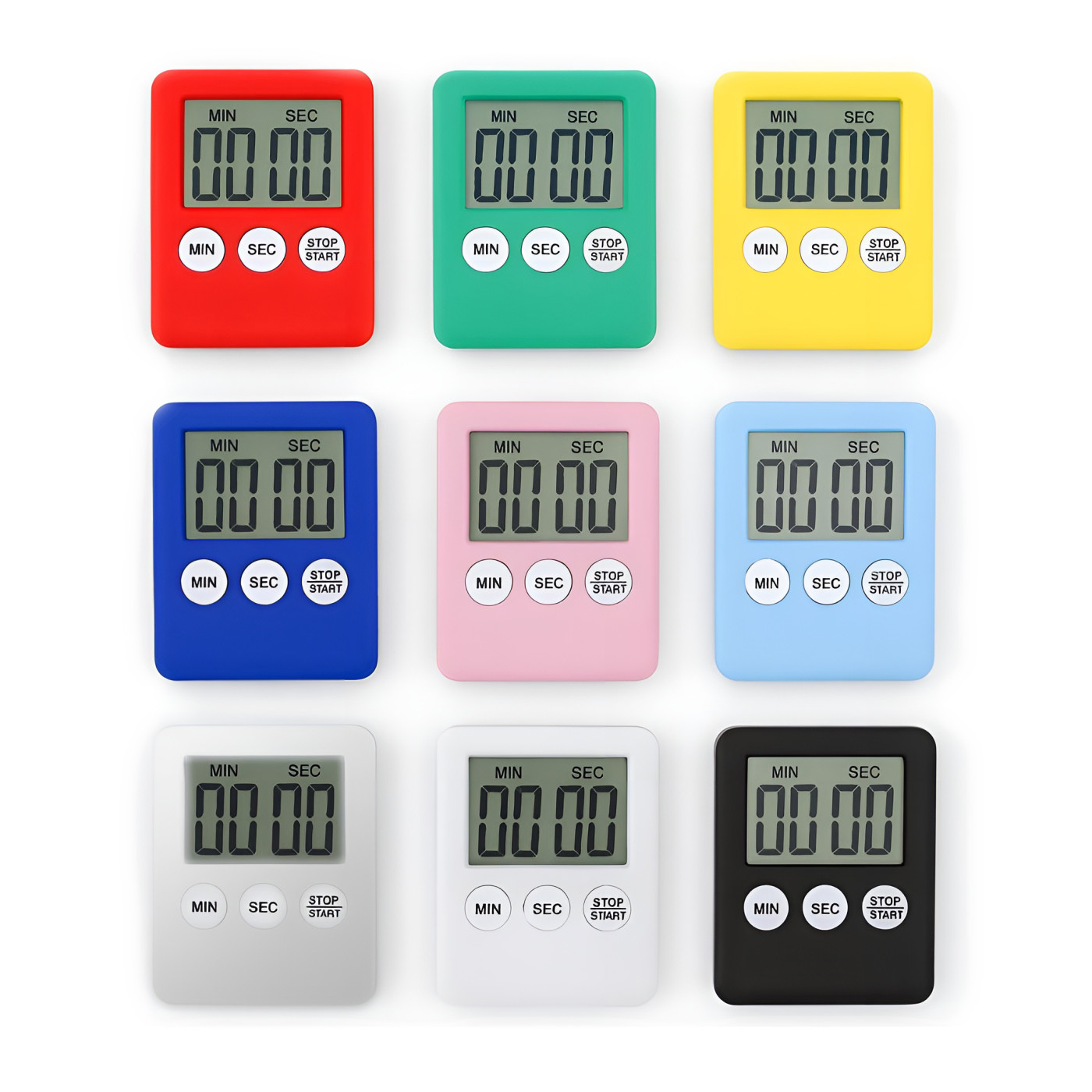 Set of 5 digital timers, kitchen timers, alarm clocks red - Wood, Tools ...