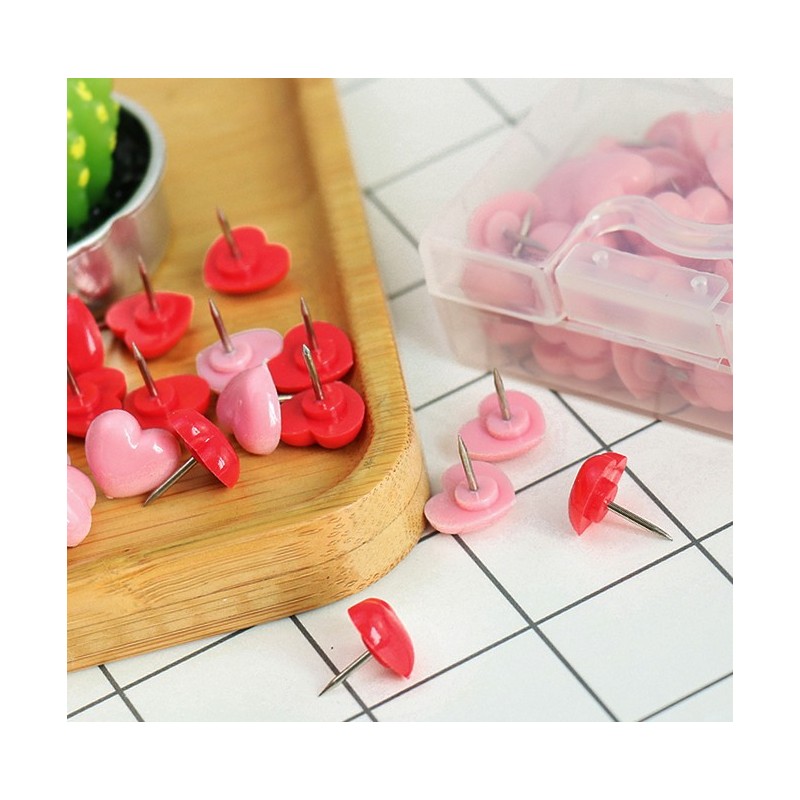 Chinchetas corazones: rosa y rojo, 48 uds. - Wood, Tools & Deco