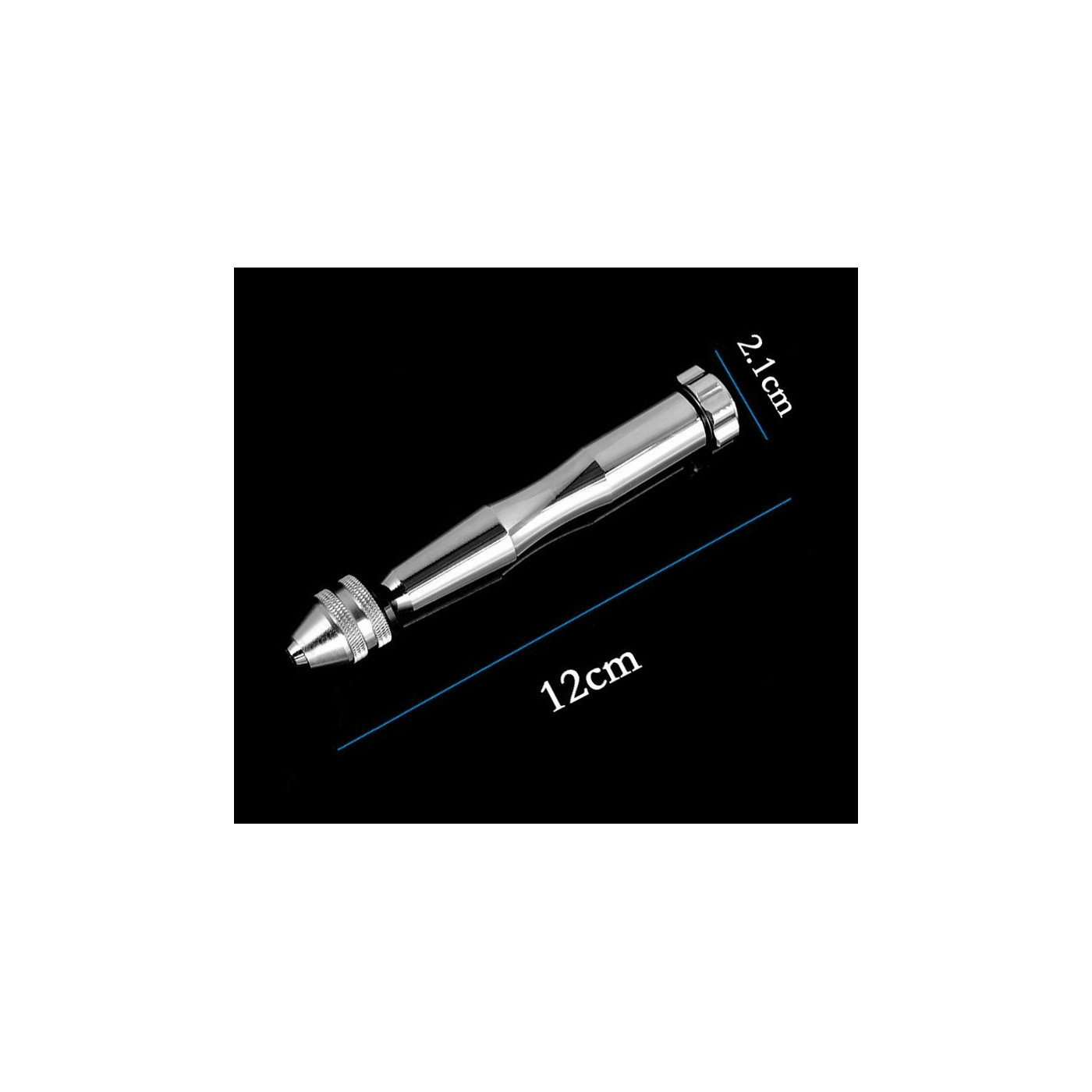 Solid hand drill, silver with 10 drill bits - Wood, Tools & Deco