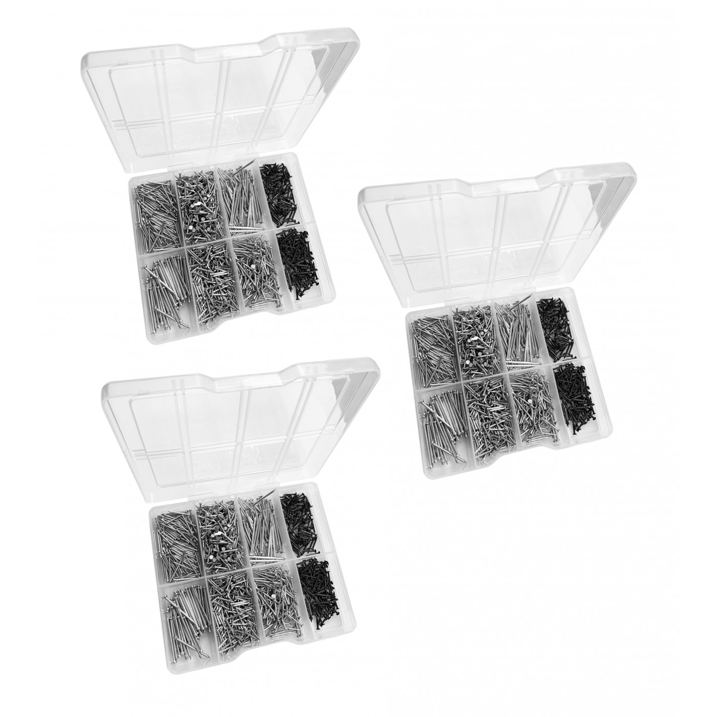 Set of 3375 small nails in plastic assortment boxes (11-30 mm) - Wood ...