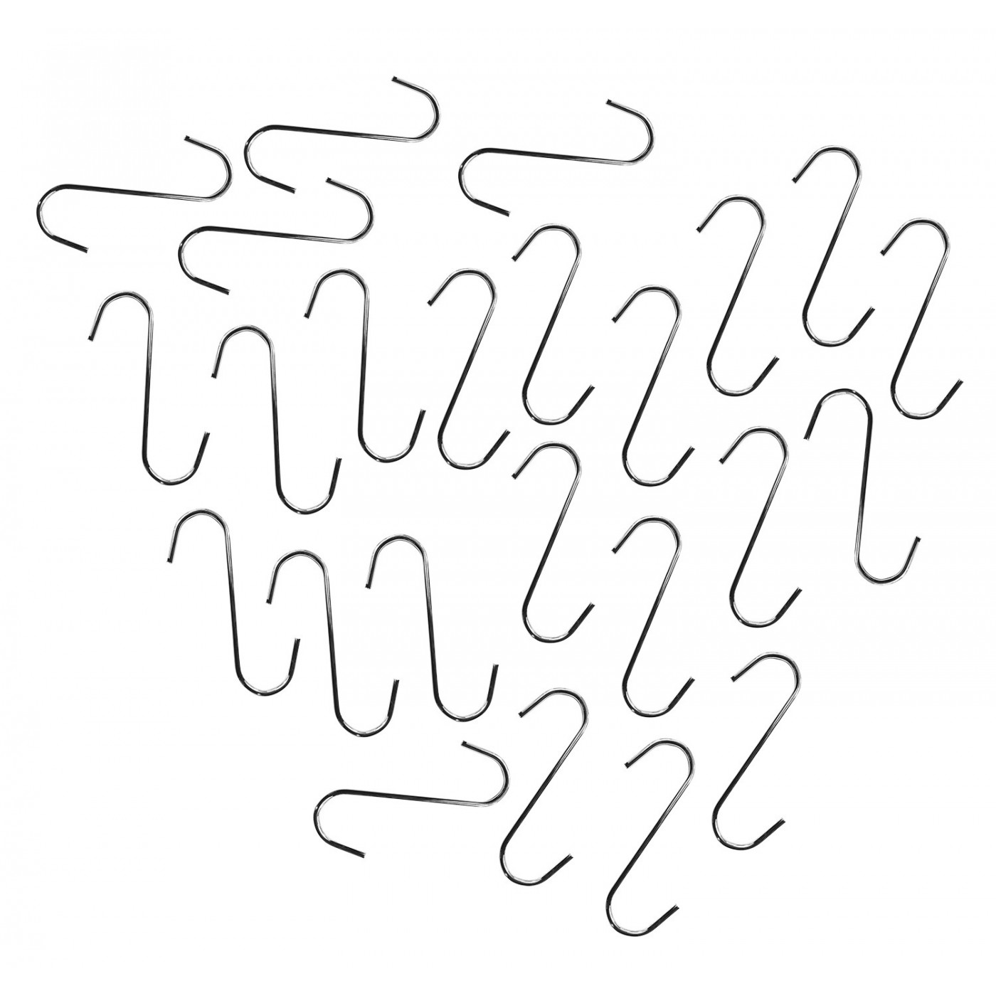 Set of 24 chrome S-hooks (12 cm, silver-colored) - Wood, Tools & Deco