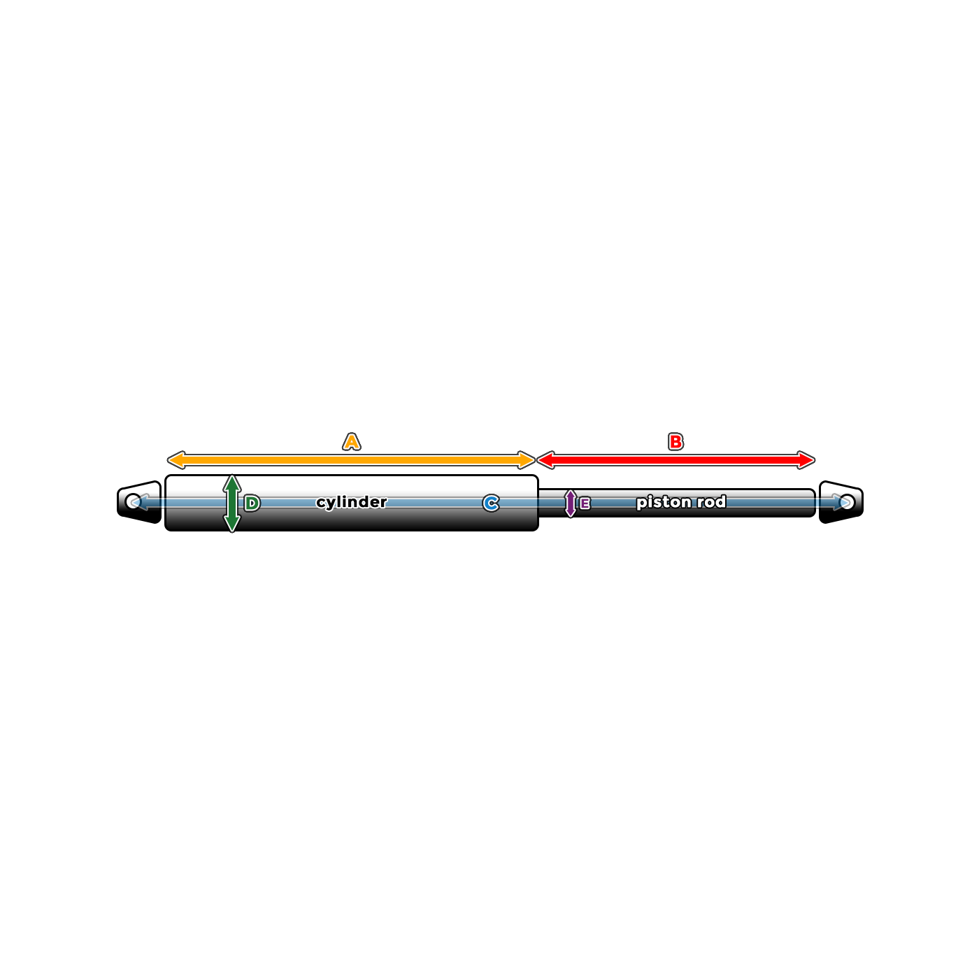 Universal gas spring with brackets (50N/5kg, 244 mm, silver) - Wood ...