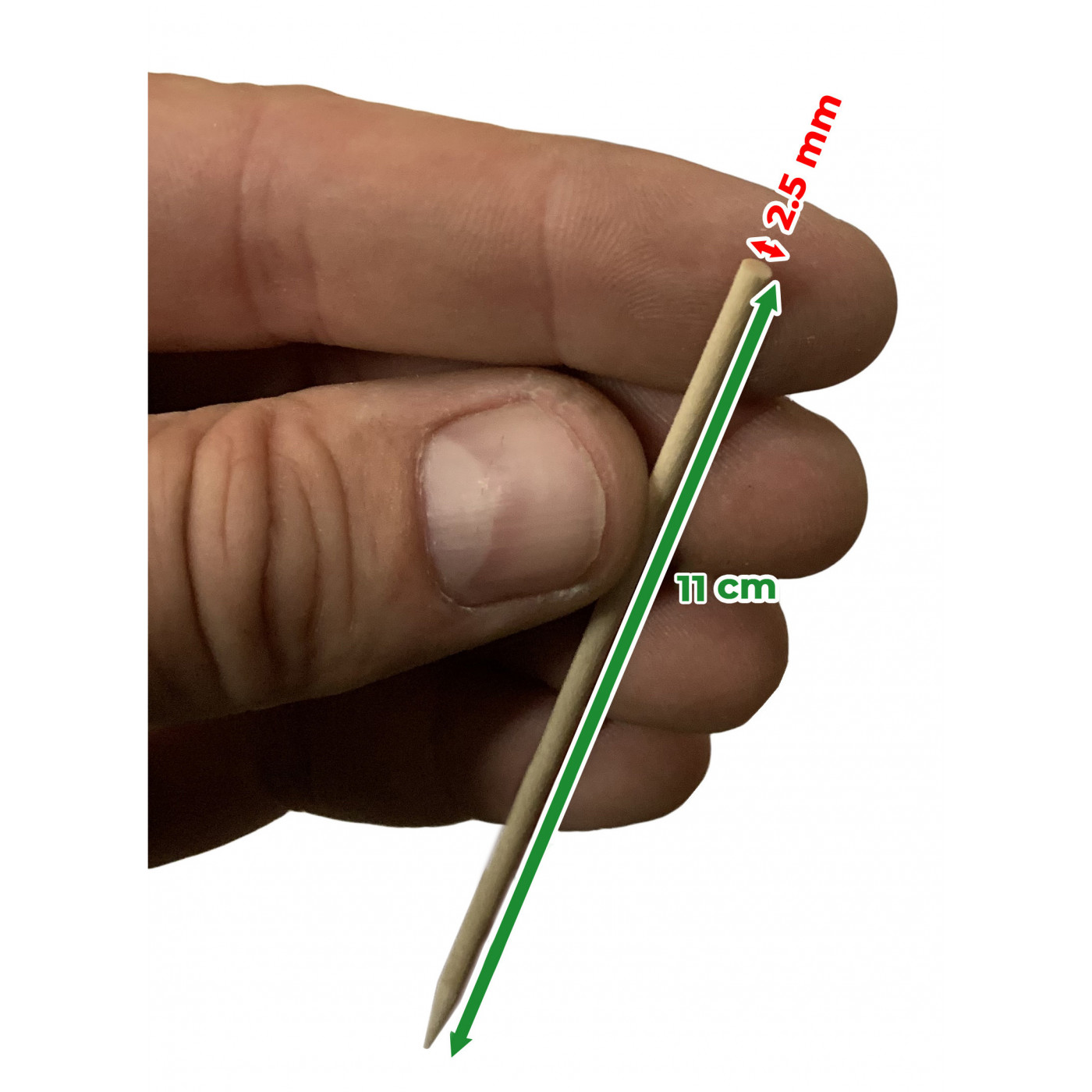 Set of 1500 wooden sticks (2.5 mm x 11 cm, pointed) - Wood, Tools & Deco
