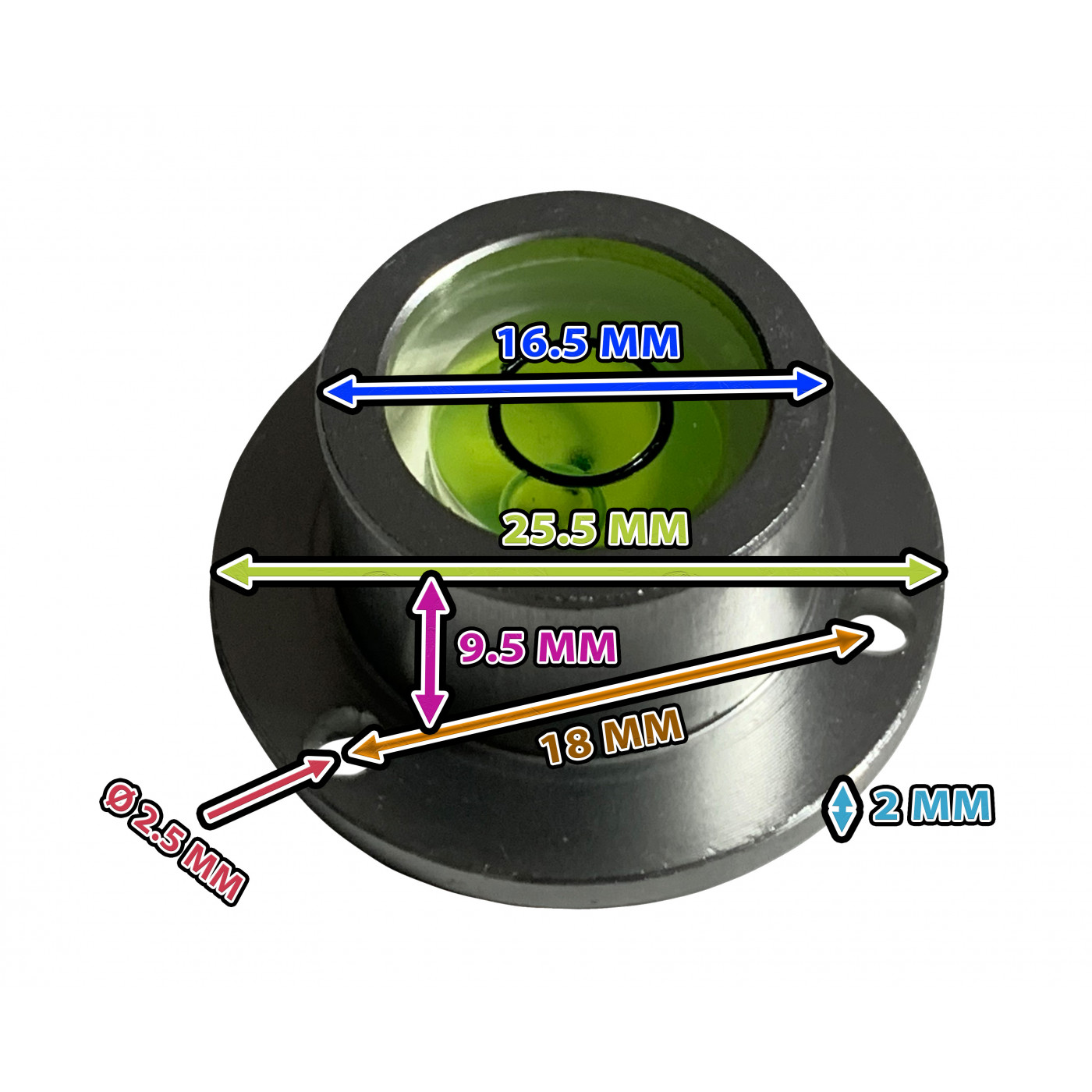 Set of 5 round bubble levels with aluminum case (25.5x16.5x11.5 mm ...